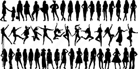 Woman Silhouette Collection Isolated Vector Stock Vector Adobe Stock
