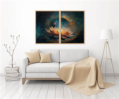 lotus flower with overlapping circle poster prints home wall art décor