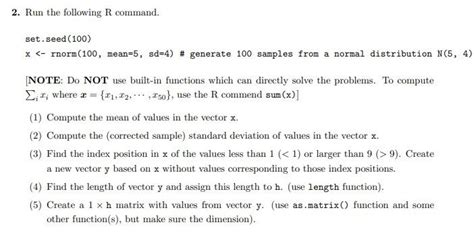 Solved Run The Following R Command Set Seed X