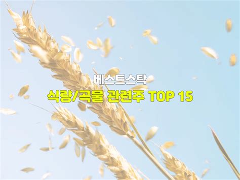식량곡물 관련주 Top 15 수혜주 테마주