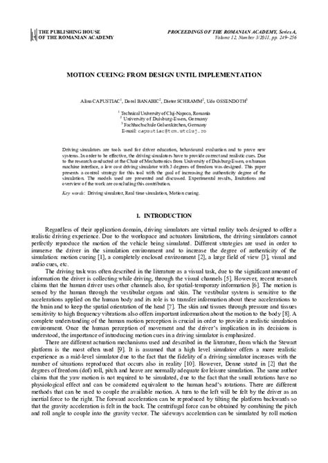Pdf Motion Cueing From Design Until Implementation