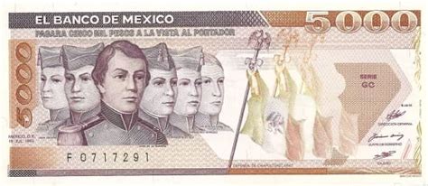 Billete 5000 Pesos 1985 1989 México Foronum