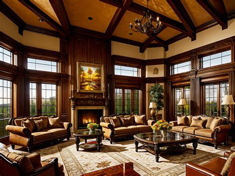 벽난로와 큰 그림이 있는 아늑한 거실 Seaart Ai