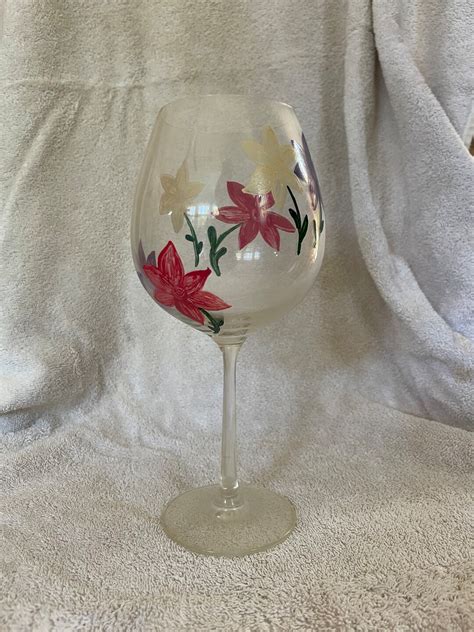 Flower Wine Glass Etsy