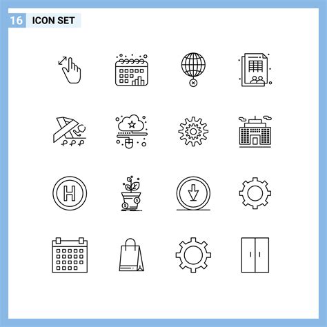 16 User Interface Outline Pack Of Modern Signs And Symbols Of Workforce Sheet Graph Employee