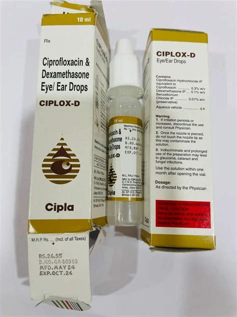 Ciplox Ciprofloxacin And Dexamethasone Eyeear Drops 10 Ml At ₹ 95