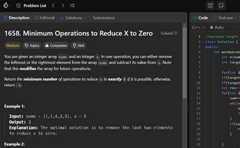 Resolved Minimum Operations To Reduce X To Zero Problem Aqsa Beigh