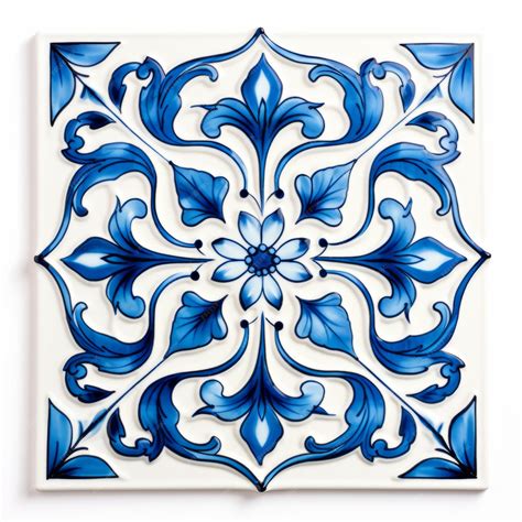 Premium Photo Luxurious Persian Handmade Tile With Blue Floral Patterns