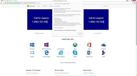Microsoft Support Pop Up Scam Warning