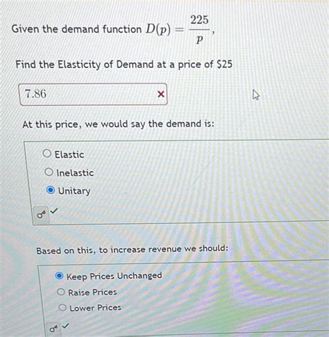 solved given the demand function d p 225 p find the elasticity of
