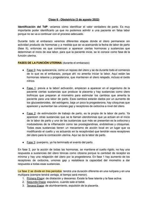 Solution Obstetricia Fases De La Funci N Uterina Y Partograma De Agosto Studypool