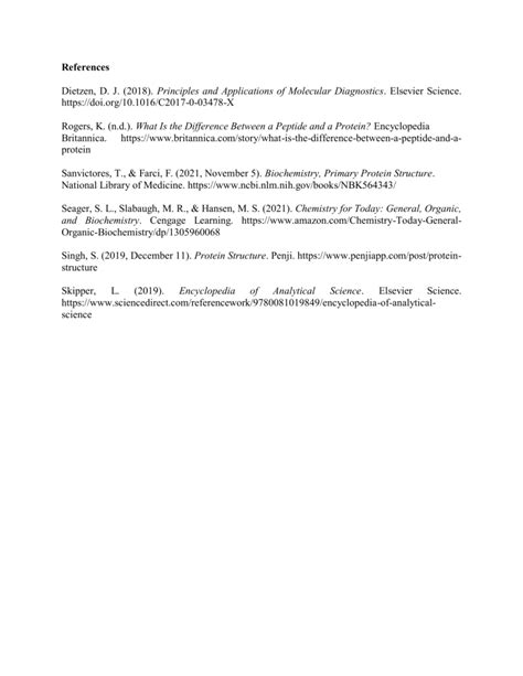 Biochemistry And Molecular Diagnostics References