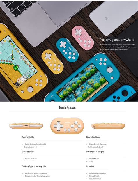 New Bitdo Zero Mini Bluetooth Gamepad Game Controller For Nintendo Switch For Windows Android