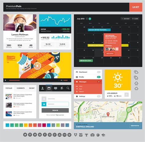 Flat UIKit PSD Images Flat UI Design Flat Design Elements And Flat Mobile UIKit