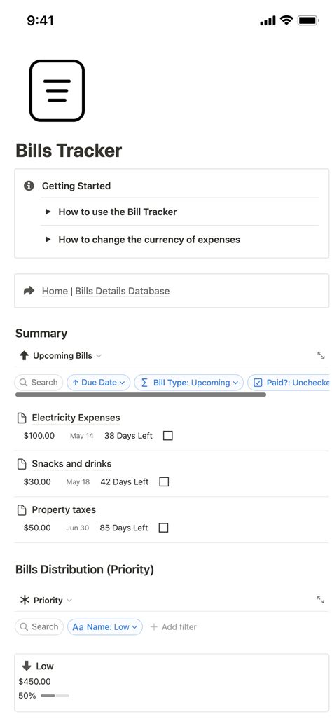 Notion Template Gallery Notion Bills Tracker