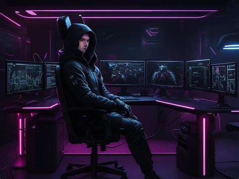 Premium Photo Thief Cyber Ai Hacker On City Cyber Futurehacking And Malware Concept Hacker