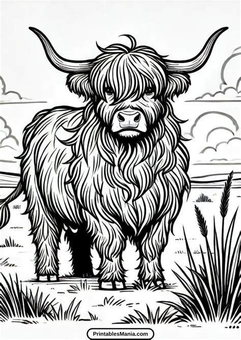 Highland Cow Coloring Page Printables Mania