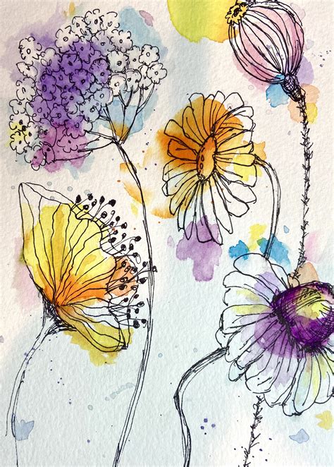 Watercolor Flowers And Bees Artofit