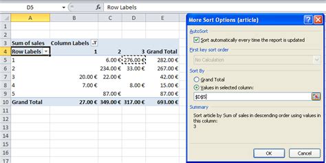 Excel How To Sort Pivottable By A Specific Column Stack Overflow