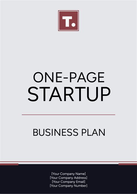 Free One Page Startup Business Plan Template To Edit Online