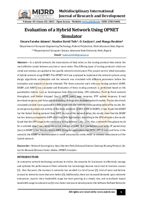 Pdf Evaluation Of A Hybrid Network Using Opnet Simulator