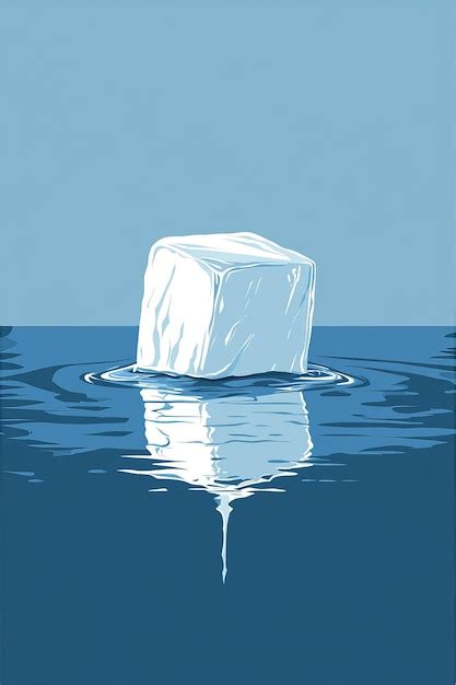 Ice Cube Melting In Water Premium Ai Generated Image