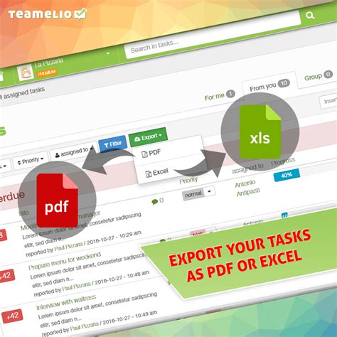 Introducing Export As PDF Or Excel For Task Lists