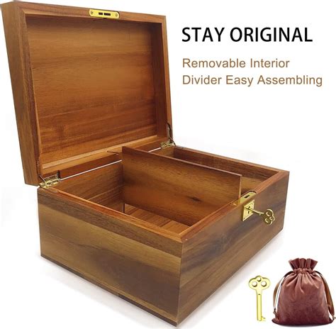 Wood Box Large Decorative Wooden Storage Box With Hinged Lid And