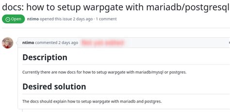 Docs How To Setup Warpgate With Mariadb Postgresql Issue Warp Tech Warpgate GitHub