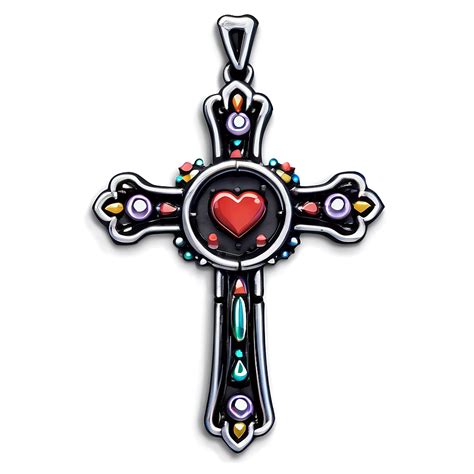 Download Intricate Chrome Heart Cross Decoration Png 06132024