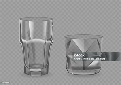 Realistic Drinking Glasses Feature Cylindrical Or Slightly Tapered