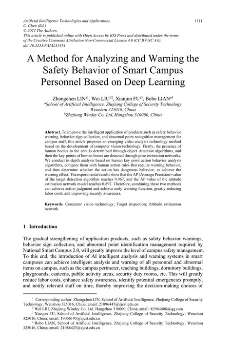 Pdf A Method For Analyzing And Warning The Safety Behavior Of Smart Campus Personnel Based On