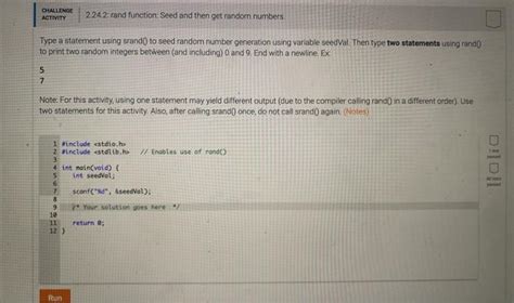 Solved CHALLENDE ACTIVITY Rand Function Seed And Chegg