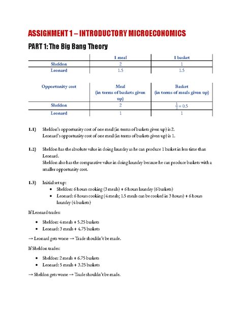 Econ10004 Assignment 1 H1 93 Assignment 1 Introductory Microeconomics Part 1 The Big