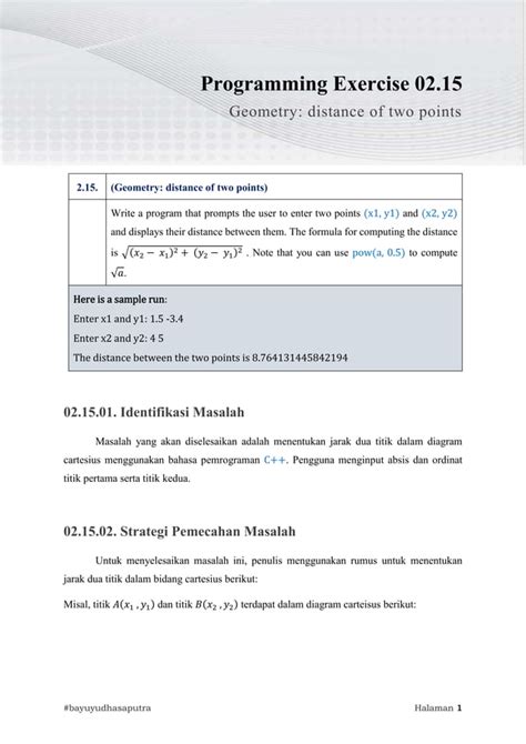 02 15 Jarak Dua Titik Dalam Diagram Cartesius Menggunakan Bahasa Pemrograman C Pdf