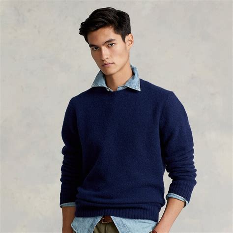 Ralph Lauren Suede Patch Wool Cashmere Sweater Shopstyle