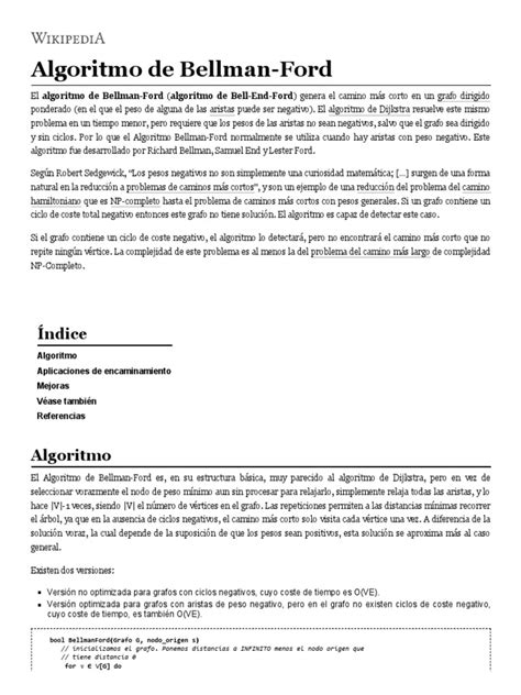 Algoritmo De Bellman Ford Pdf Red De Arquitectura Áreas De