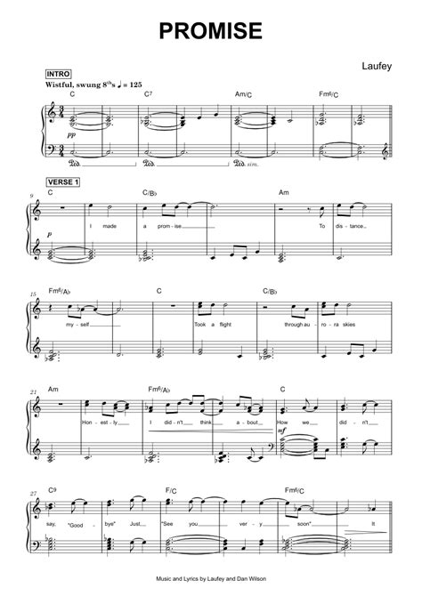 Play Official Version Of Promise Sheet Music By Laufey For Piano