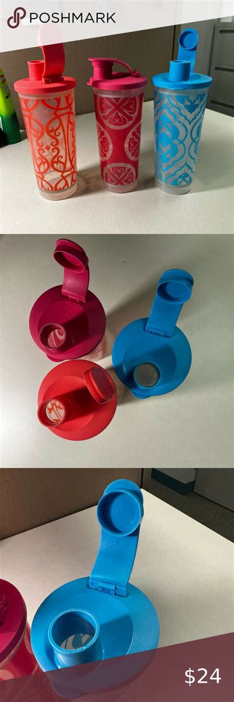 Vintage Tupperware Tumblers Drinking Cups With Lids Rare M10