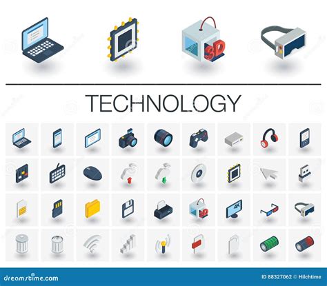 Digital Technology Isometric Icons 3d Vector Stock Vector Illustration Of Circuit Laptop