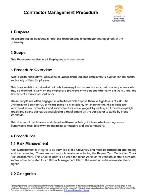 Contractor Management Procedure Pdf Employment Occupational
