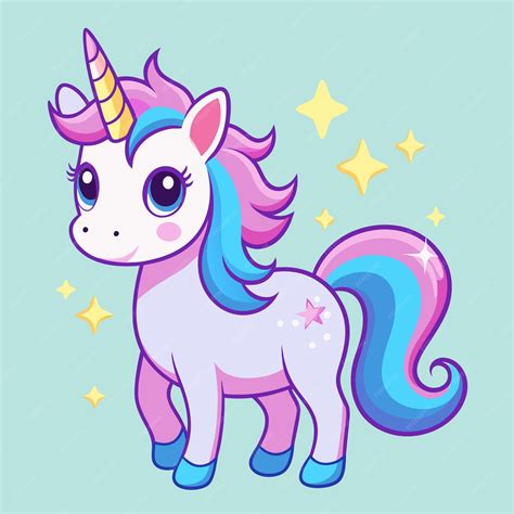 Милый мультфильмный единорог с радужной гривой и хвостом | Премиум AI ...