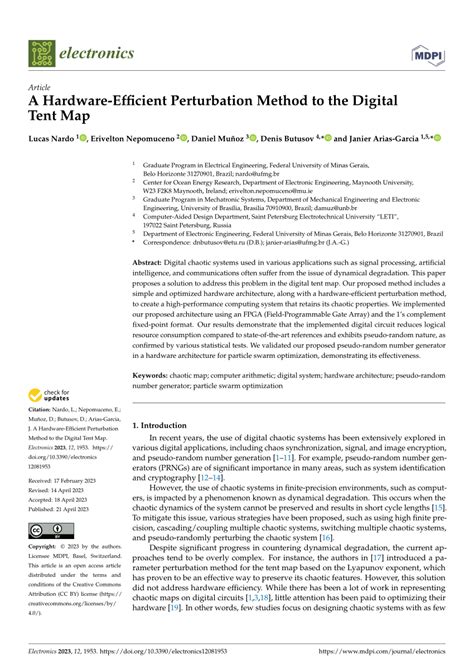 Pdf A Hardware Efficient Perturbation Method To The Digital Tent Map