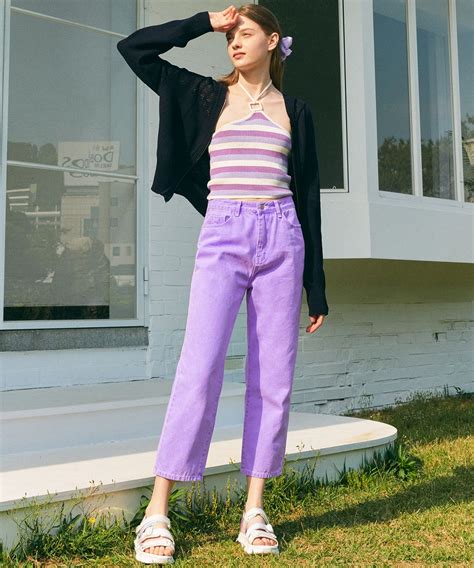 포스티 퍼플 데님 팬츠 퍼플