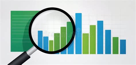 Magnifying Glass Examining Statistical Graph For Data Analysis And Financial Growth Stock