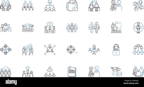 Team Session Line Icons Collection Collaboration Communication Trust Planning Strategy