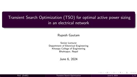 Pdf Transient Search Optimization Tso For Optimal Active Power Sizing In An Electrical Network