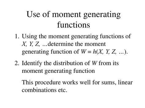 ppt use of moment generating functions powerpoint presentation free
