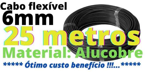 Cabo Flexivel 6mm Rolo Fio 25 Metros Anti Chamas ATN FIOS E CABOS Cabo Fio Elétrico