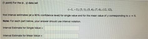 solved 1 point for the x y data set